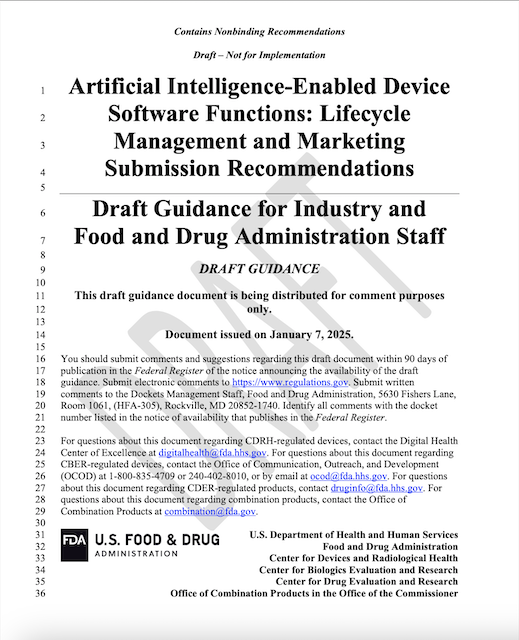 FDA Submission Recommendations for AI-Enabled Device Software Functions - SoftwareCPR